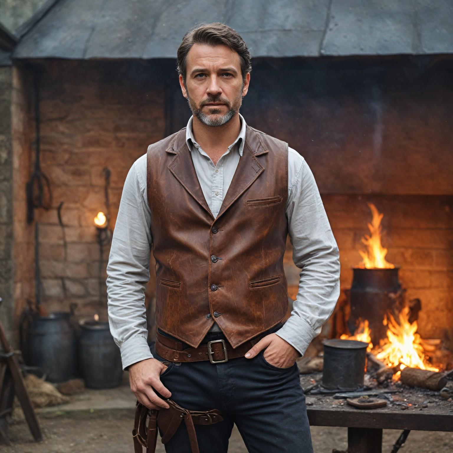 Tailor-made Rugged Leather Vest | Vintage Forge Festival Waistcoat ...