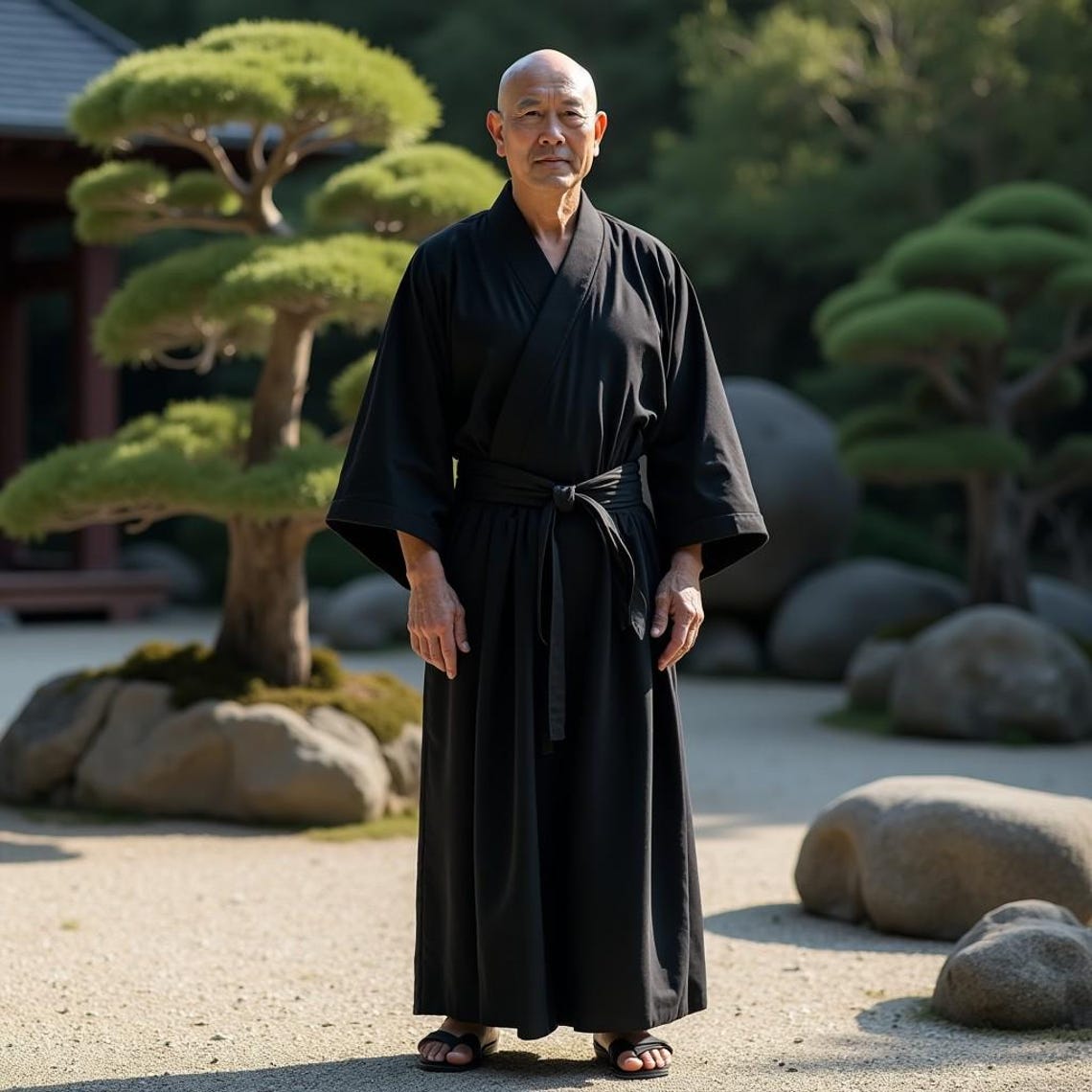 Traditional Zen Monk Robe | Black Samurai Kimono Outfit | Buddhist ...