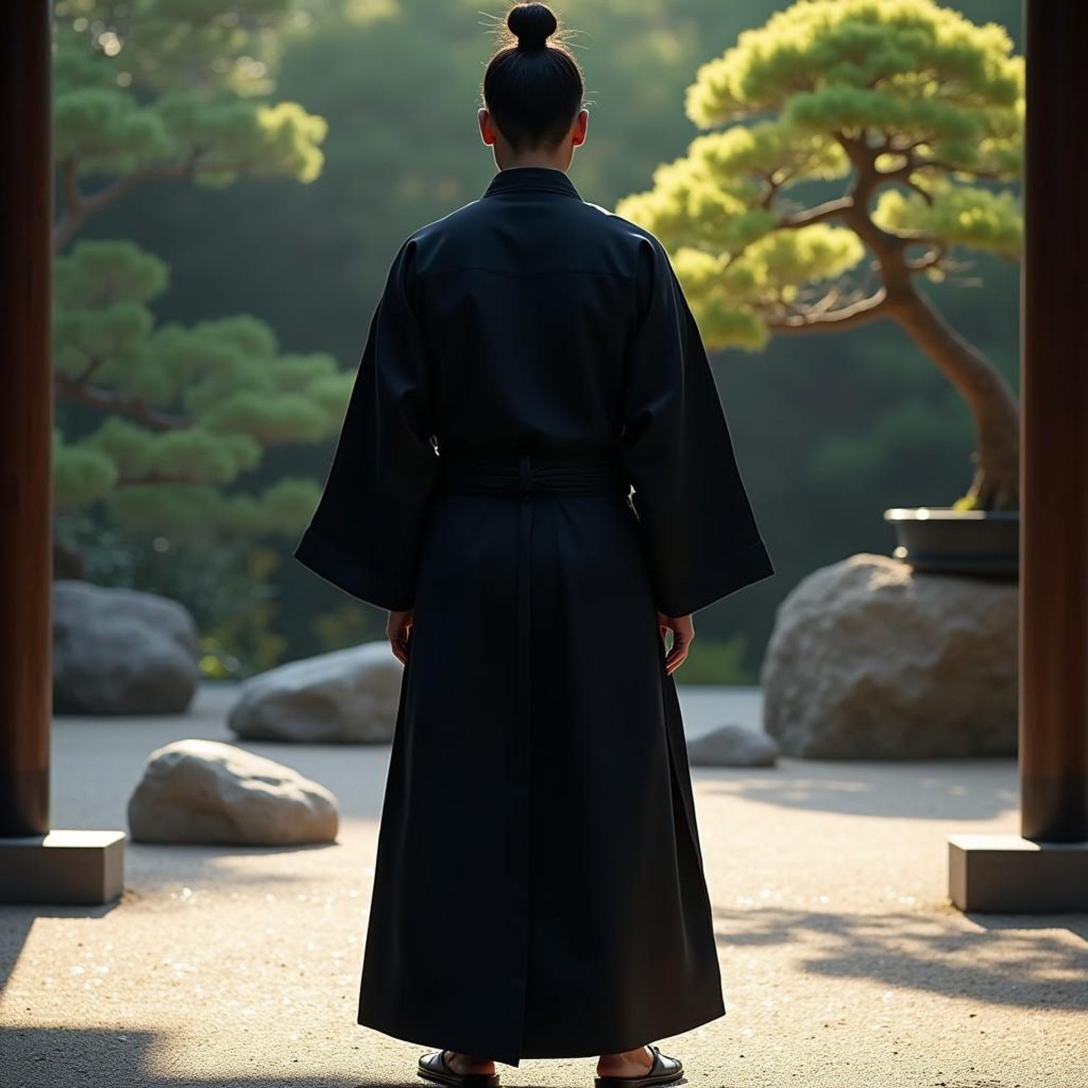 Traditional Zen Monk Robe | Black Samurai Kimono Outfit | Buddhist ...