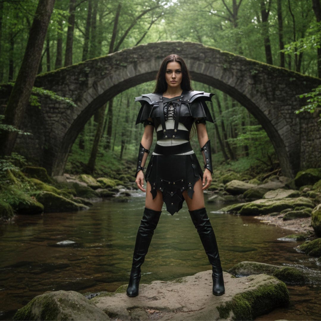 Fantasy Warrior Leather Costume | Armored Corset Top Gothic LARP Wear ...