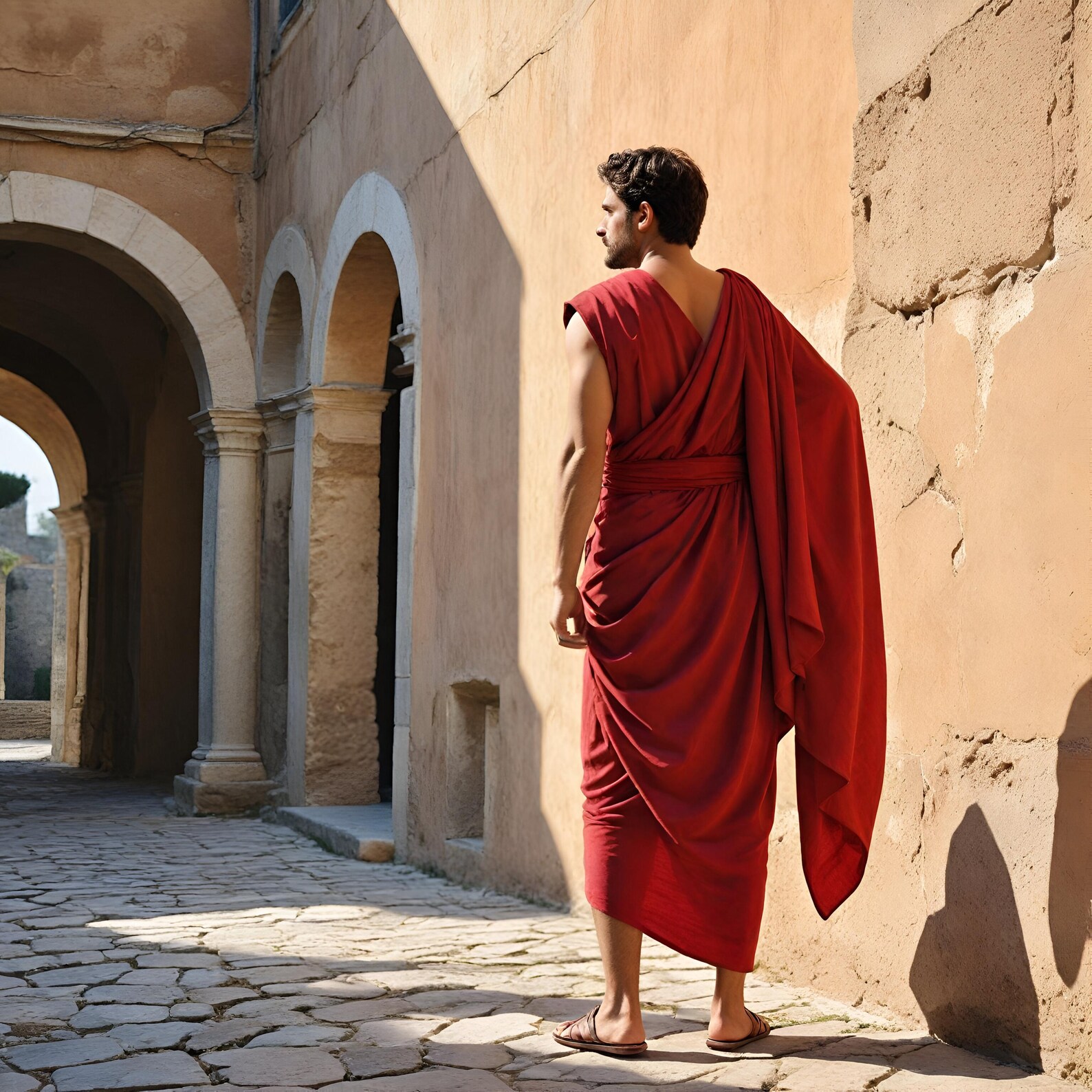Roman Style Red Toga | Men Classic Historical Medieval Costume ...