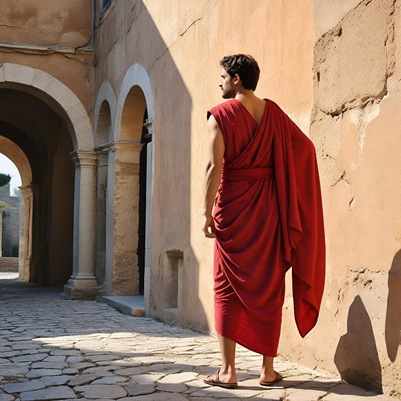 Roman Style Red Toga | Men Classic Historical Medieval Costume ...