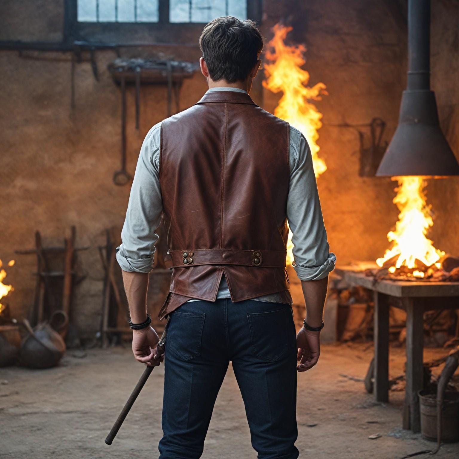 Tailor-made Rugged Leather Vest | Vintage Forge Festival Waistcoat ...