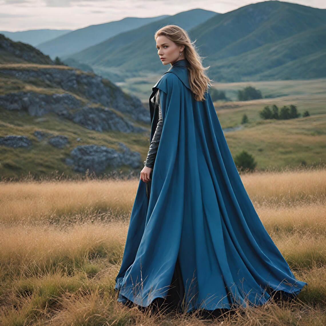 Stunning Warrior Blue Cloak Dress | Majestic Mountain Queen Gown | Bold ...