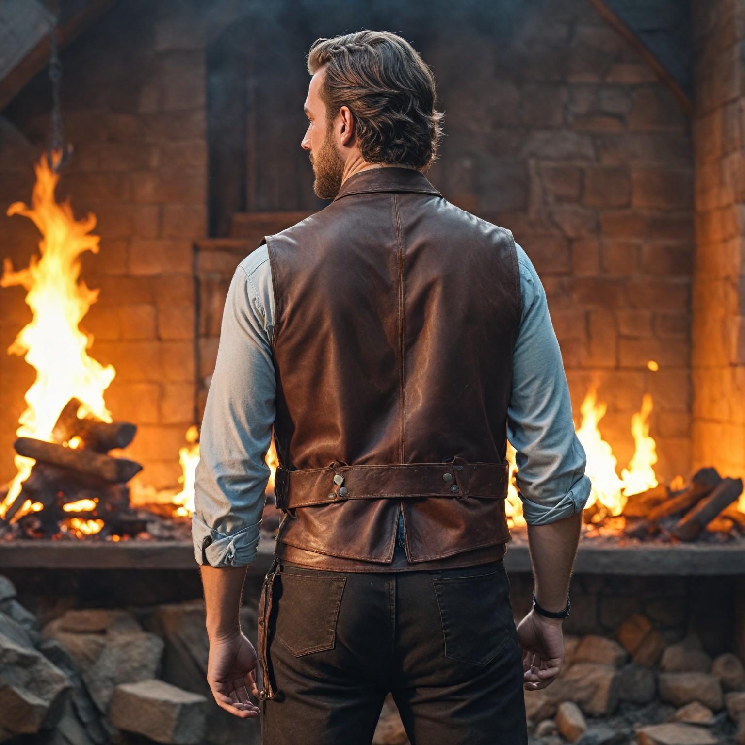 Tailor-made Rugged Leather Vest | Vintage Forge Festival Waistcoat ...