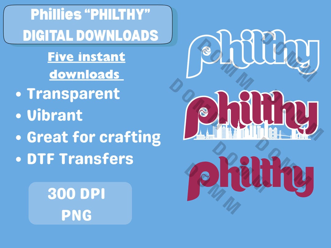 Philthy Vintage Phillies Font Digital Download – 5 Pngs | Powder Blue ...