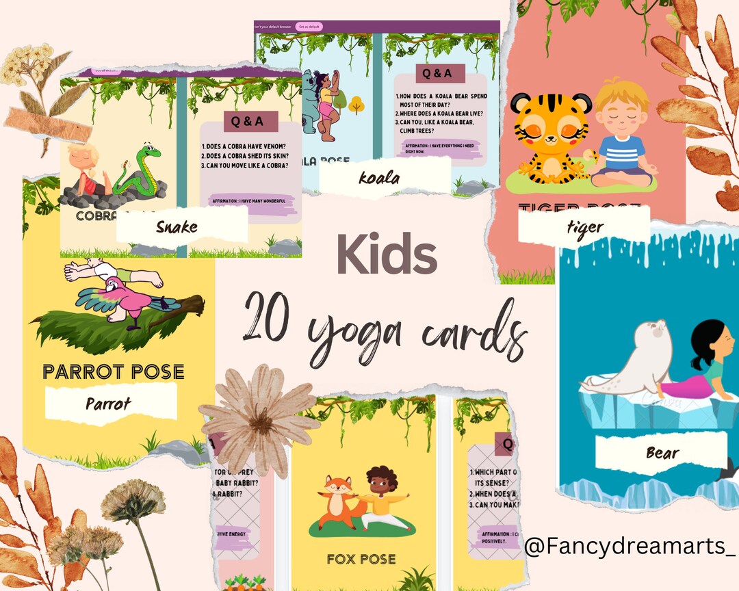 Printable Kids Animal Yoga Cards - Etsy