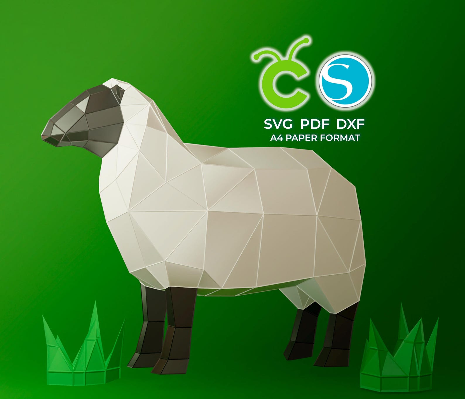 Papercraft Sheep (#2) Decor 3D Model | Sheep Animal Model | DXF, SVG ...