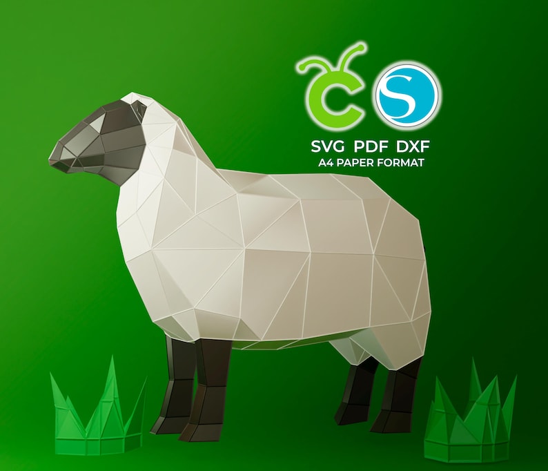 Papercraft Sheep (#2) Decor 3D Model | Sheep Animal Model | DXF, SVG ...