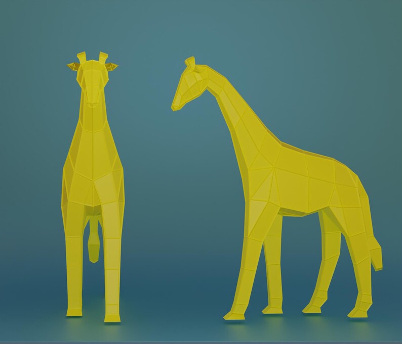 Papercraft Two Giraffes 3D Model | Giraffe African Animal Model | DXF ...