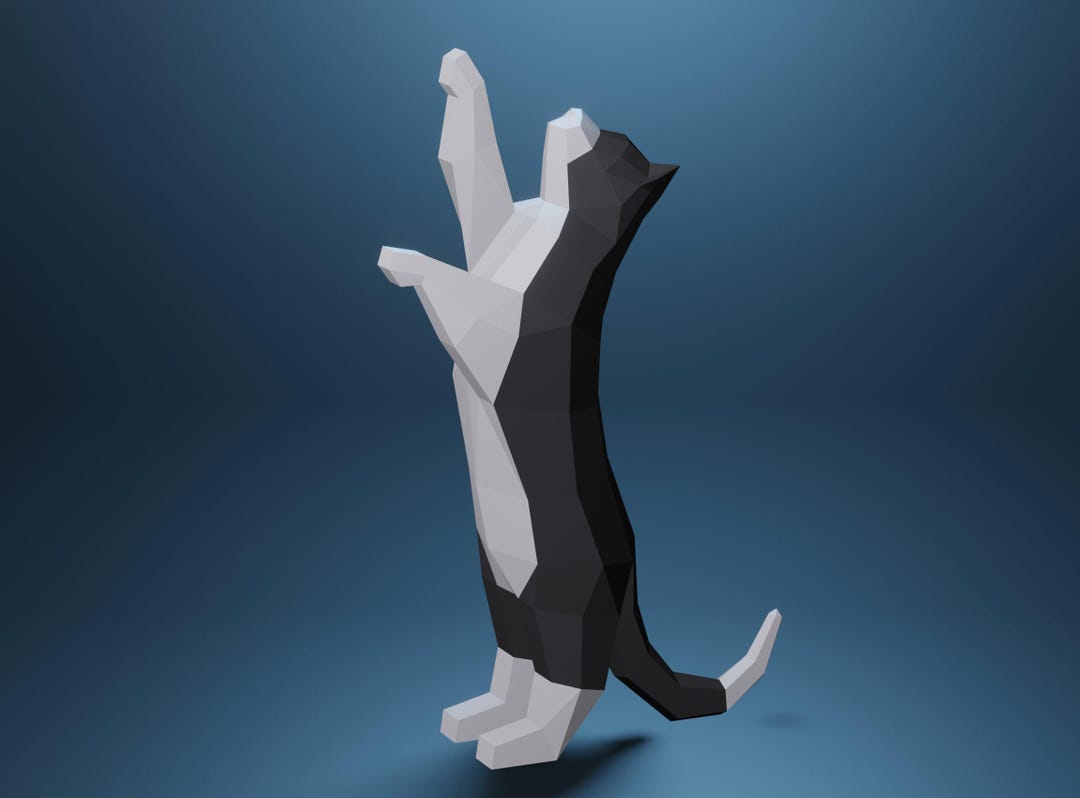 Cat Papercraft, 3D PDF SVG DXF Template, Papercraft Animals, Low Poly ...