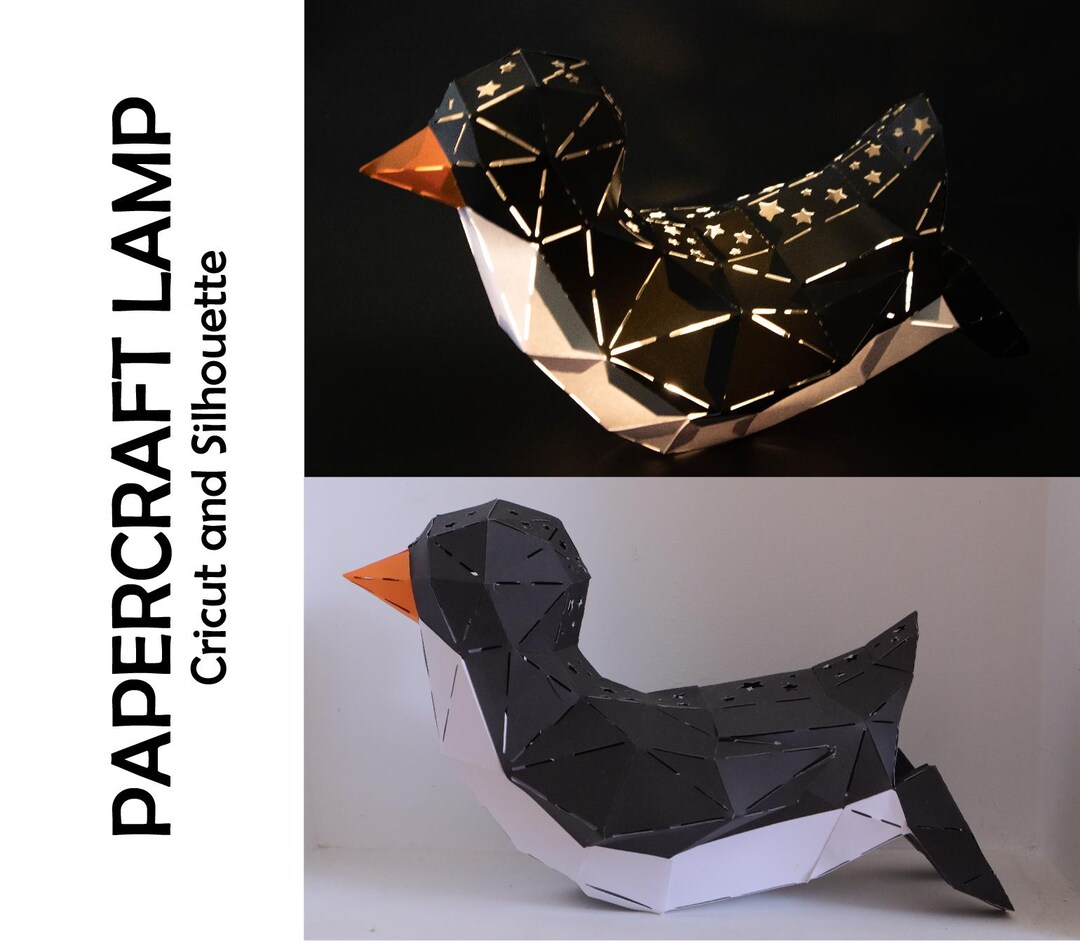 Papercraft Penguin Whale - SVG, DXF, PDF | Low Poly Penguin for Cricut ...
