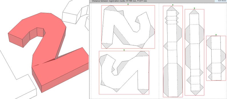Papercraft Number ”2” | SVG, PDF, DXF Files for Cutting Machines | Diy ...