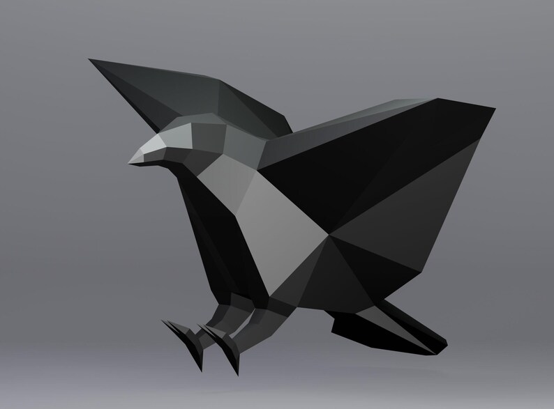 Raven(x4) Papercraft, Raven, SVG, PDF Template, Paper Statue, Crow 3D ...