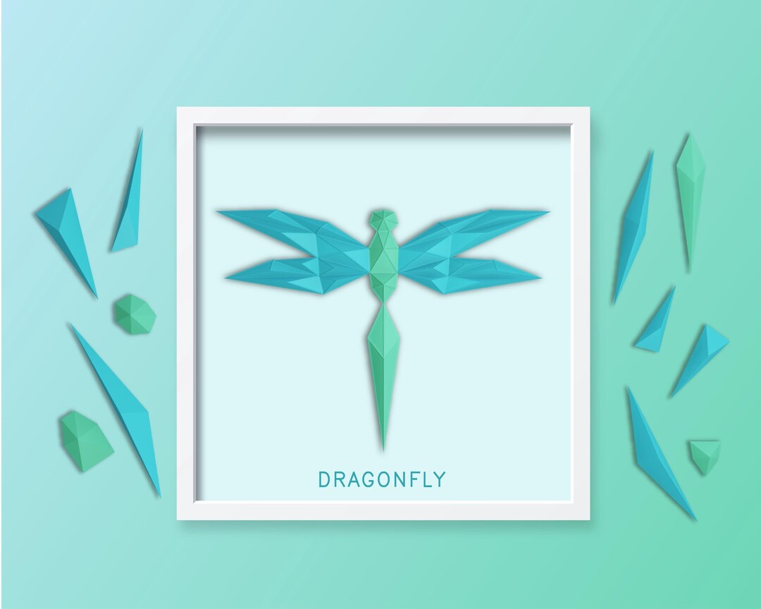 Papercraft Dragonfly Wall Art Template | Diy Polygonal Sculpture From ...