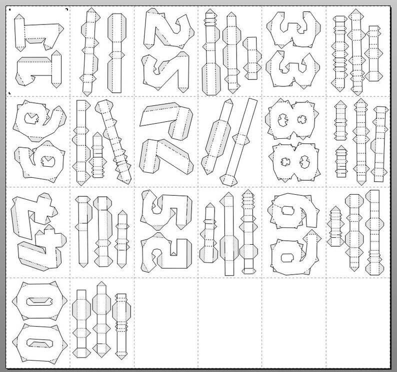 Papercraft Numbers 0-9 | SVG, PDF, DXF Files for Cutting Machines | Diy ...