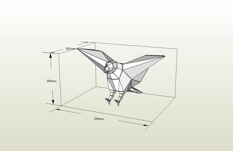 Raven Papercraft, Raven, SVG, PDF Template, Paper Statue, Crow 3D Low ...