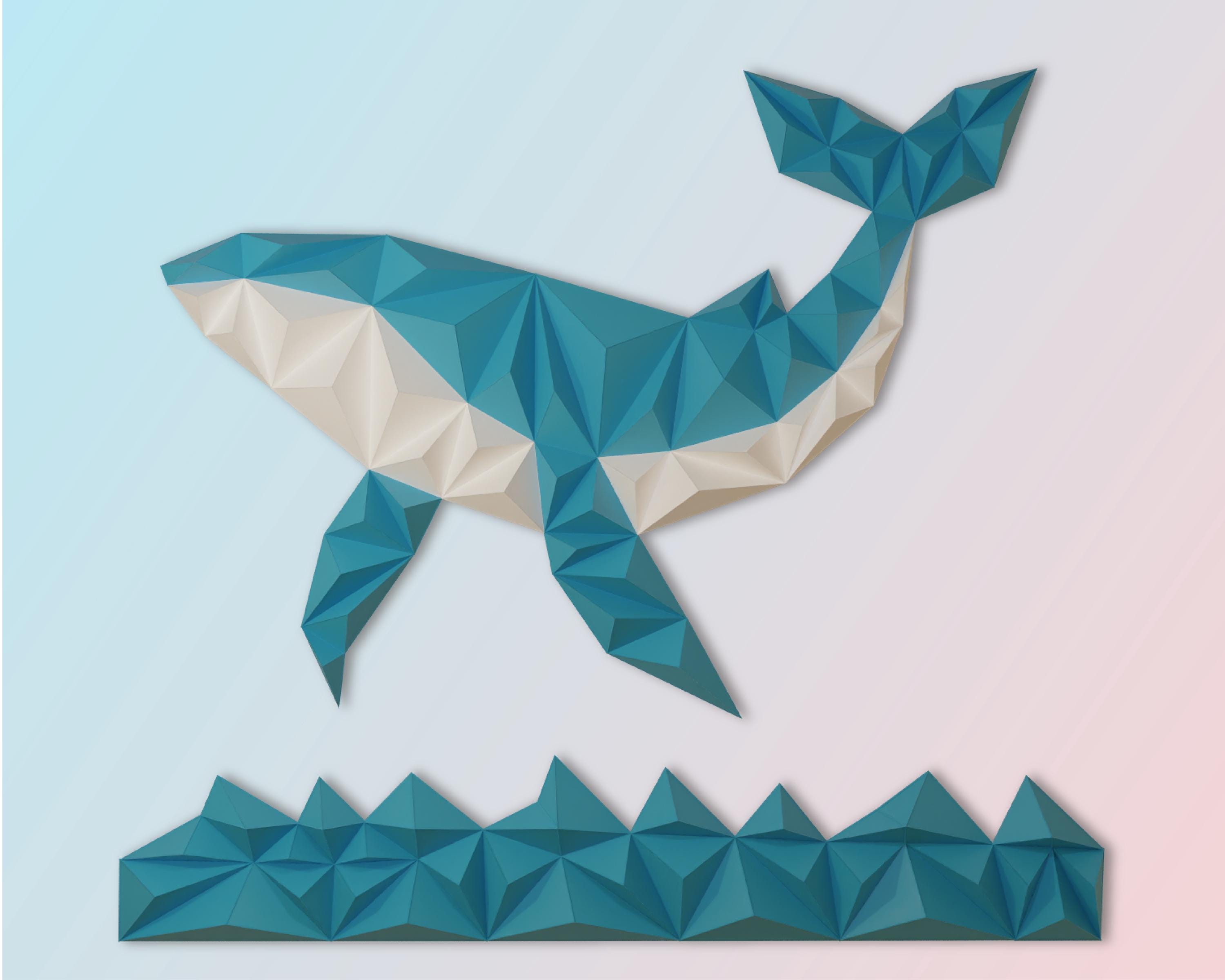 Papercraft Whale Wall Art Template | Diy Polygonal Animal Sculpture ...