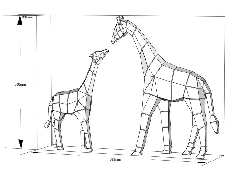 Papercraft Two Giraffes 3D Model | Giraffe African Animal Model | DXF ...