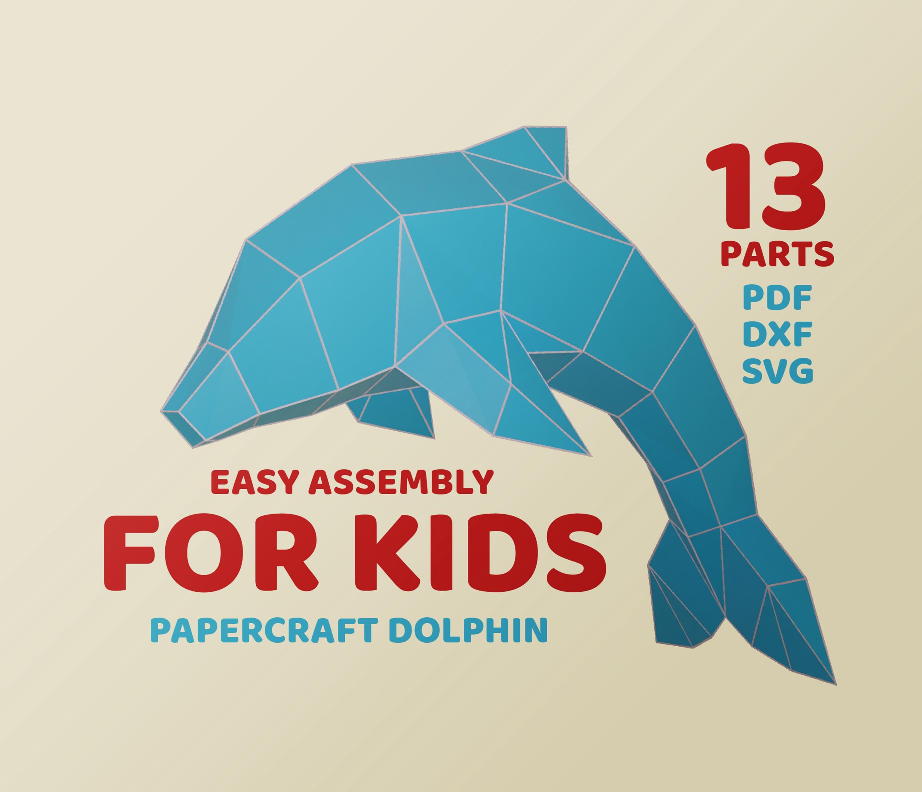 Papercraft Dolphin - SVG, DXF, PDF | Easy Assembly for Cricut and ...