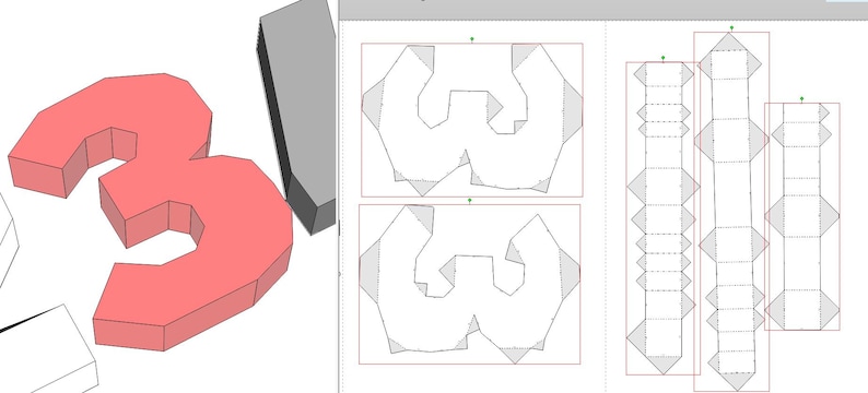 Papercraft Number ”3” | SVG, PDF, DXF Files for Cutting Machines | Diy ...