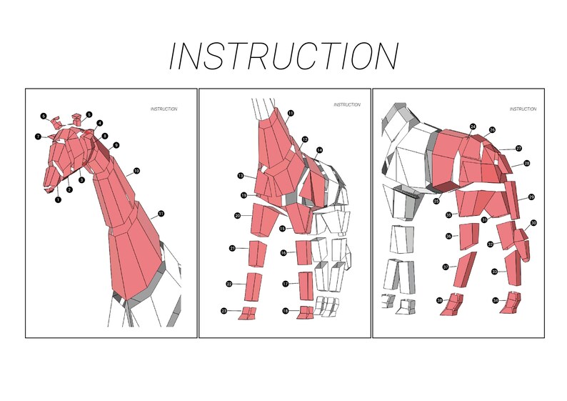 Papercraft Giraffe Decor 3D Model Giraffe African Animal Model DXF, SVG ...