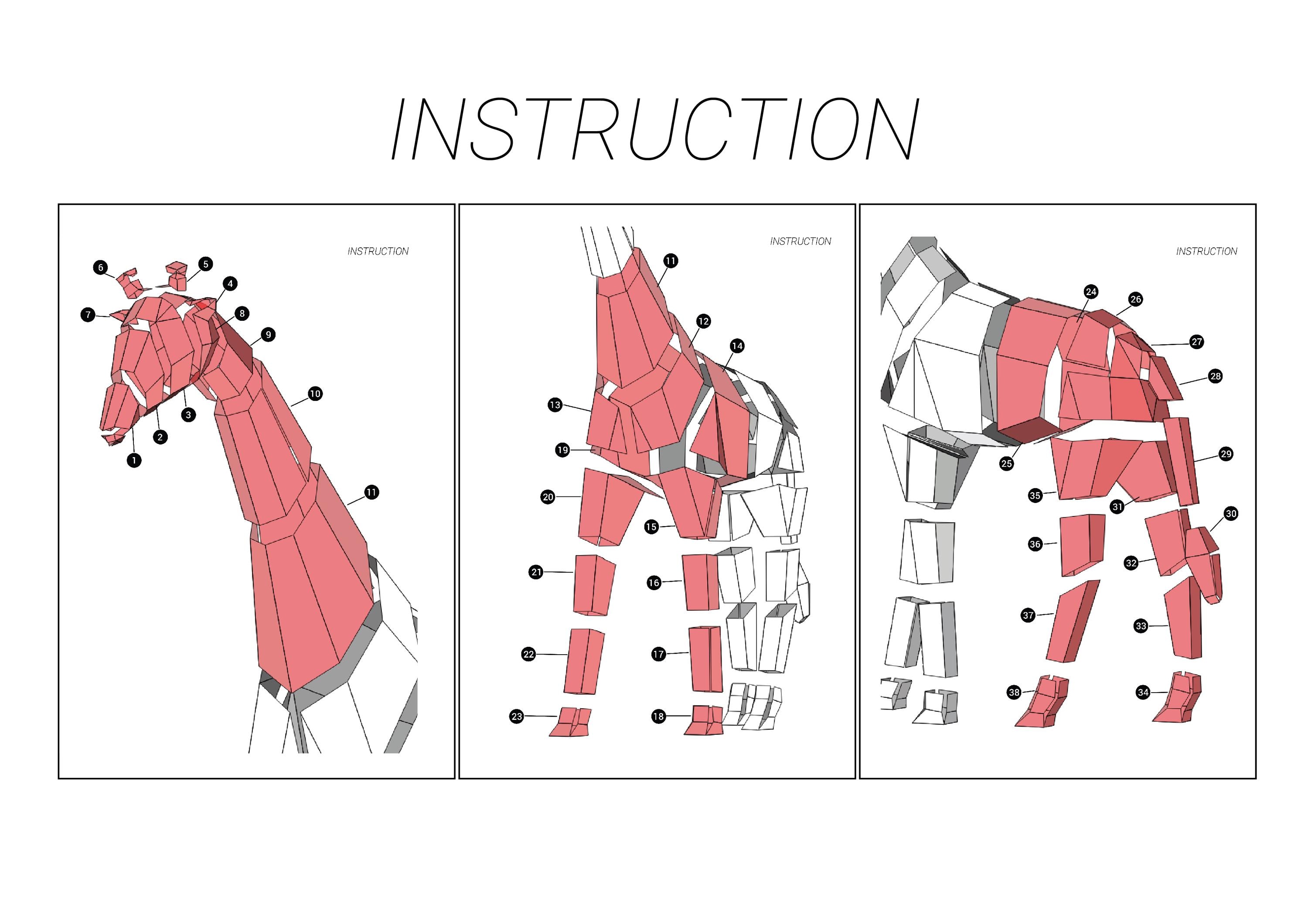Papercraft Giraffe Decor 3D Model Giraffe African Animal Model DXF, SVG ...