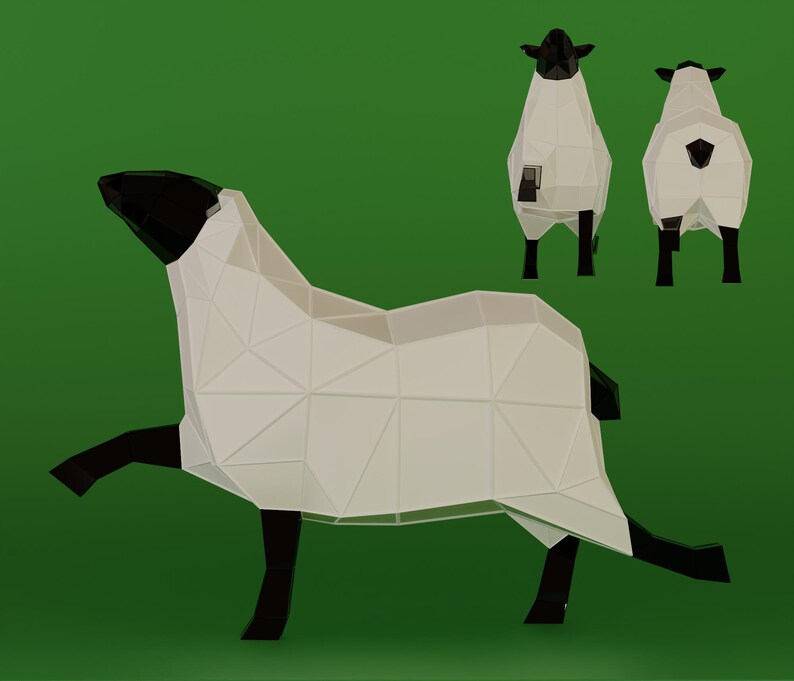 Papercraft Sheep (#1) Decor 3D Model | Sheep Animal Model | DXF, SVG ...