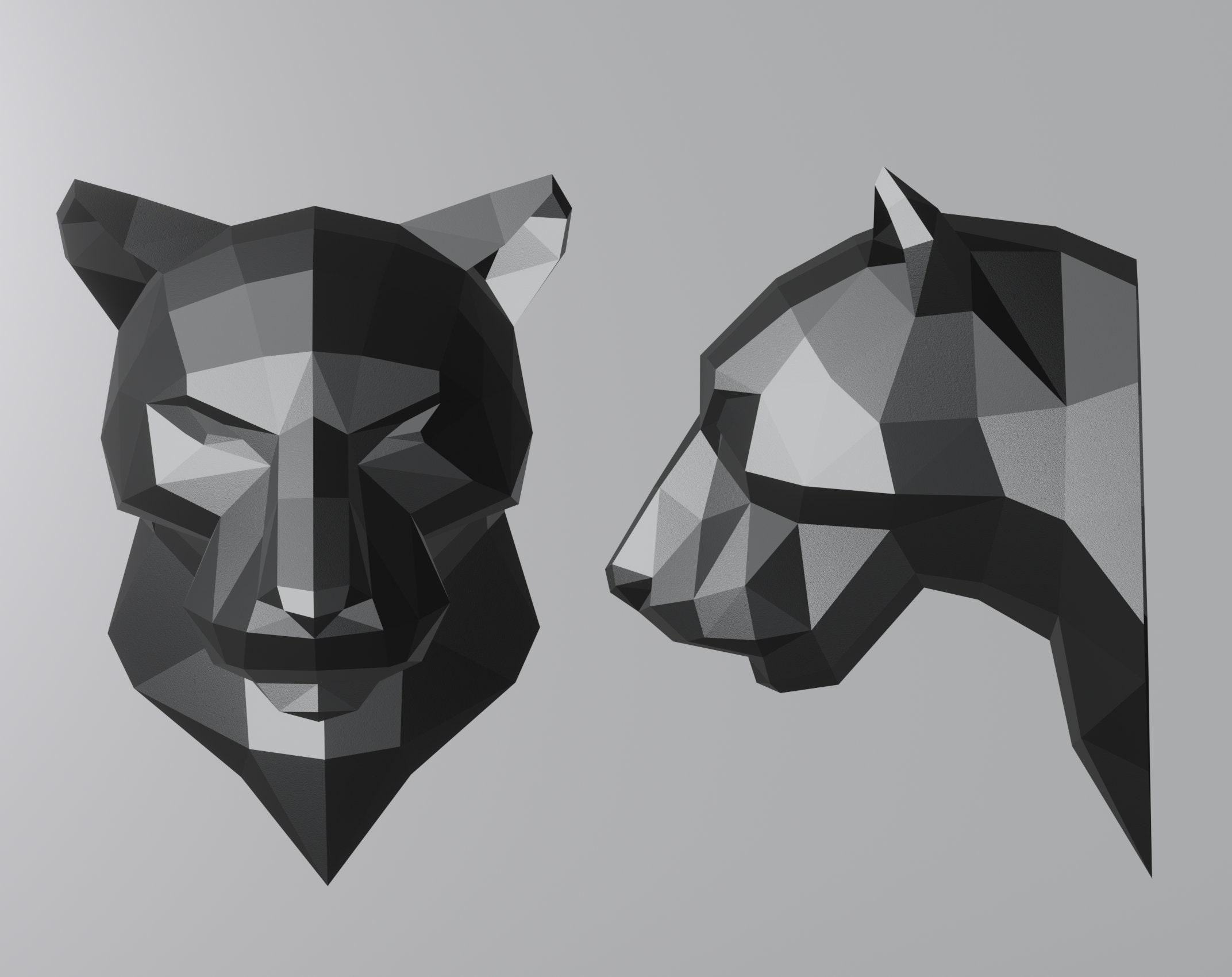Panther, DXF, PDF, PDO, Low Poly Panther, Paper Tiger, Diy, Decor ...