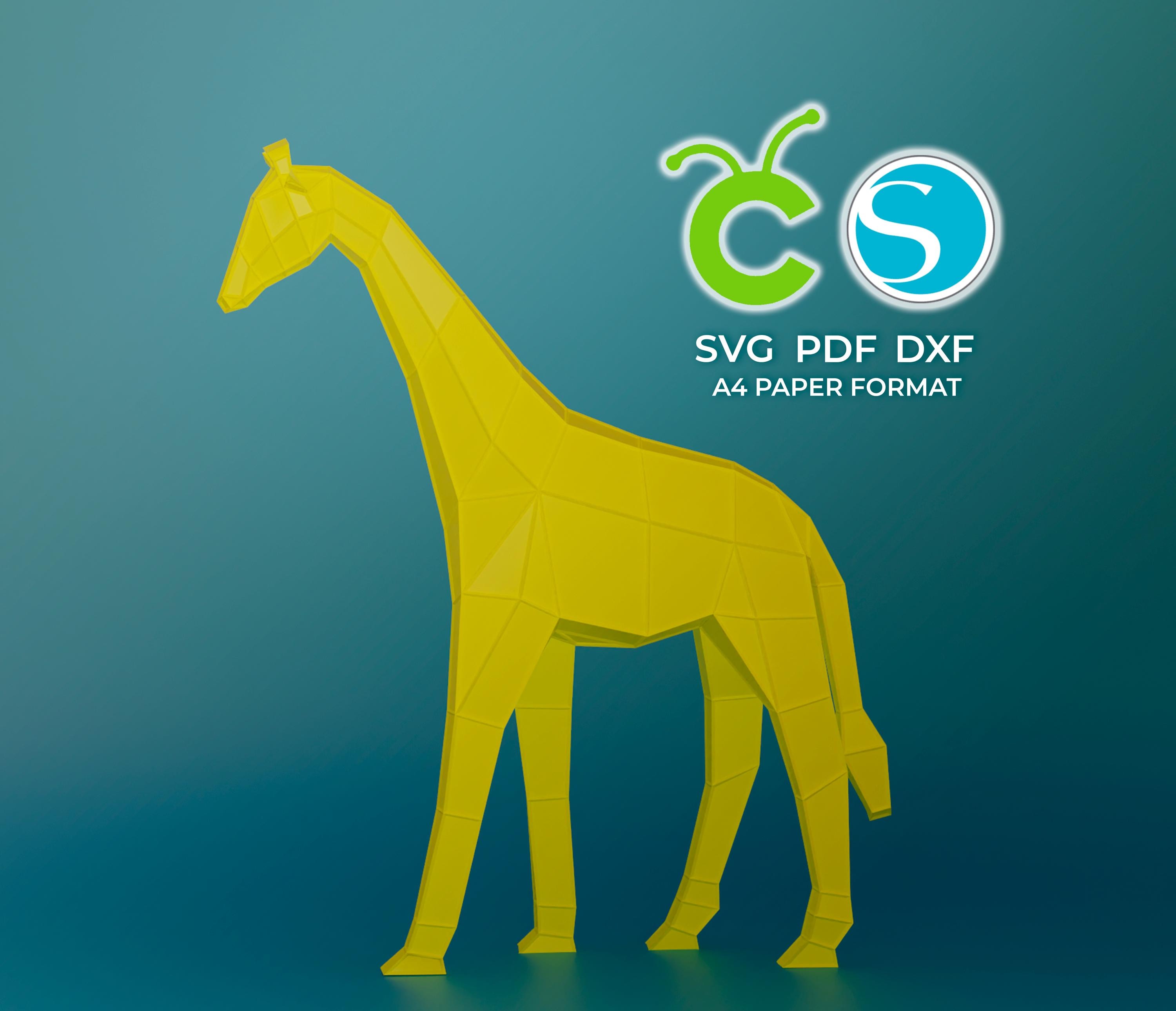 Papercraft Giraffe Decor 3D Model Giraffe African Animal Model DXF, SVG ...