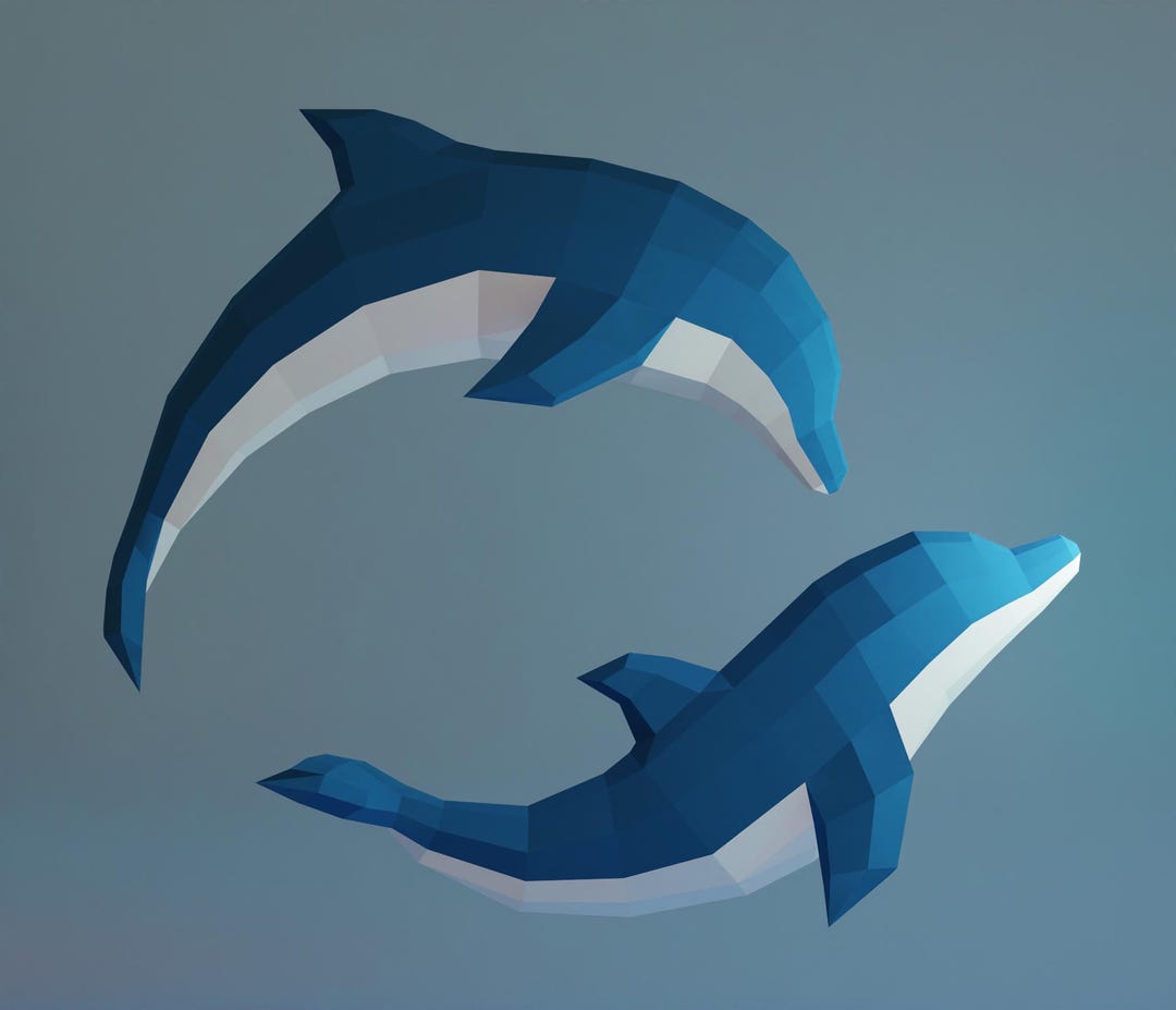 Papercraft Dolphin Wall Decor | 2 Dolphin Set | DXF, SVG, PDF Files ...