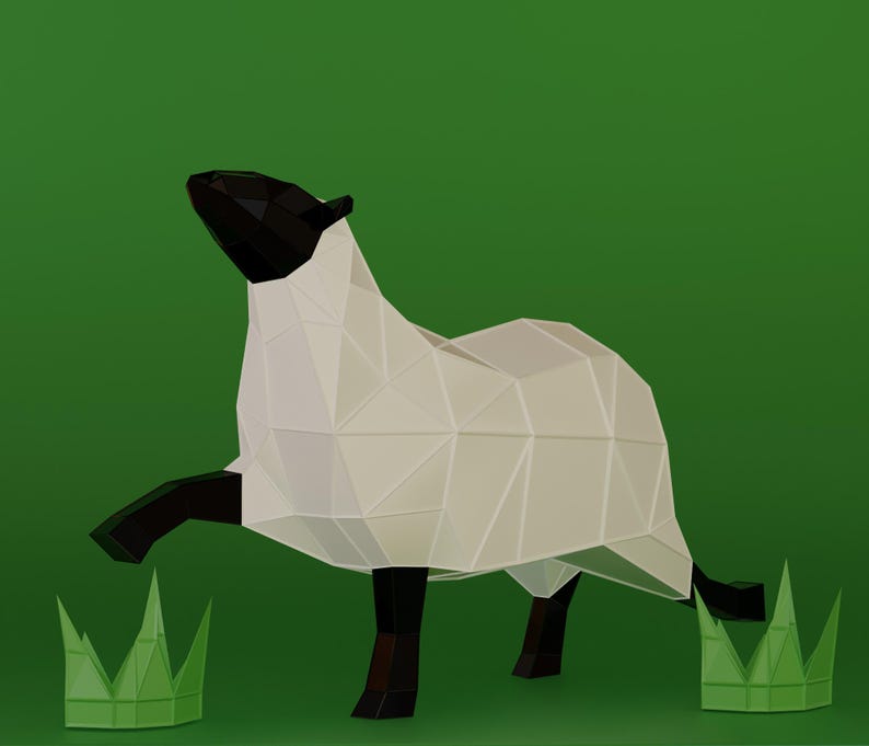 Papercraft Sheep X3 | Decor 3D Model | Sheep Animal Model | DXF, SVG ...