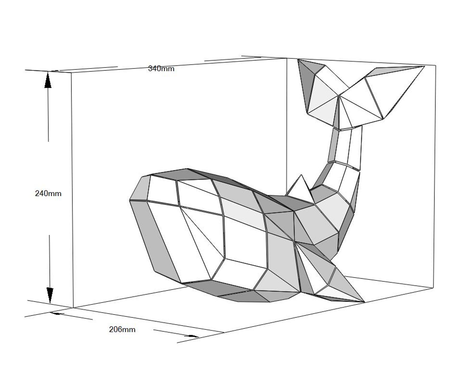 Papercraft Lamp Whale SVG, DXF, PDF Low Poly Whale for Cricut and ...