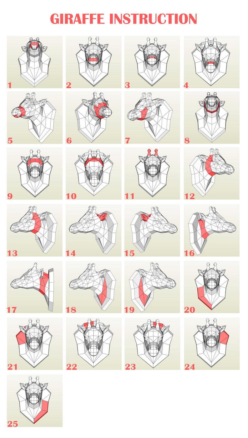 Papercraft Giraffe, SVG, PDF, Paper Craft Giraffe Model, Giraffe PDF ...