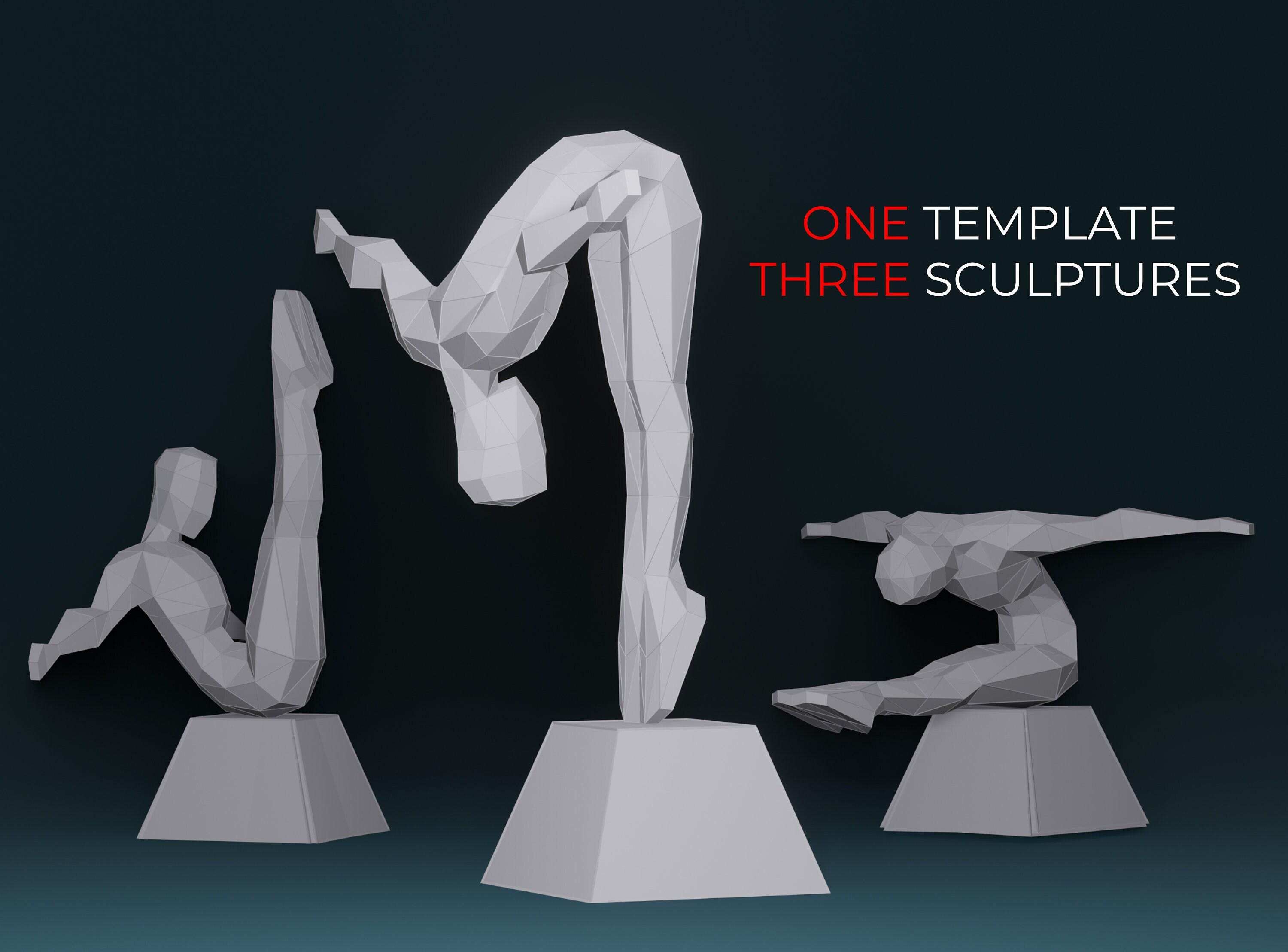 Papercraft Divers (1 Template - 3 Sculptures), SVG-PDF, Create 3D ...