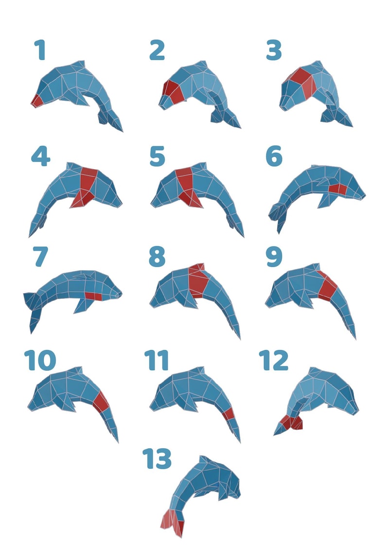 Papercraft Dolphin - SVG, DXF, PDF | Easy Assembly for Cricut and Silhouette | 3D Model | Paper ...
