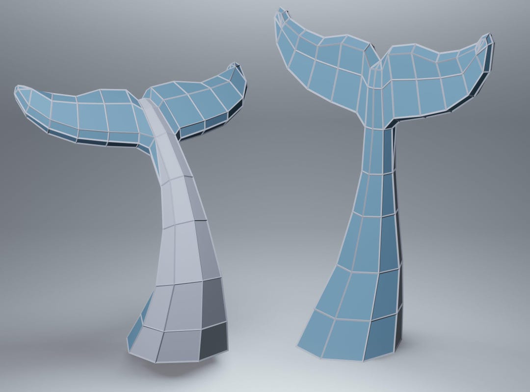 Two Whale Tails Papercraft, Printable PDF Template, Animal Figurine ...