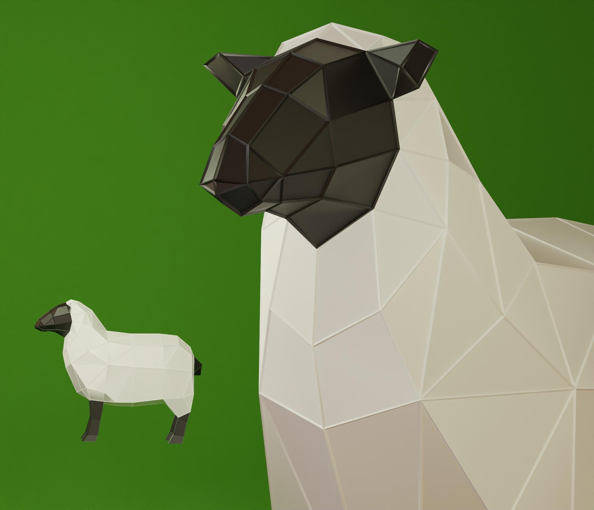 Papercraft Sheep (#2) Decor 3D Model | Sheep Animal Model | DXF, SVG ...