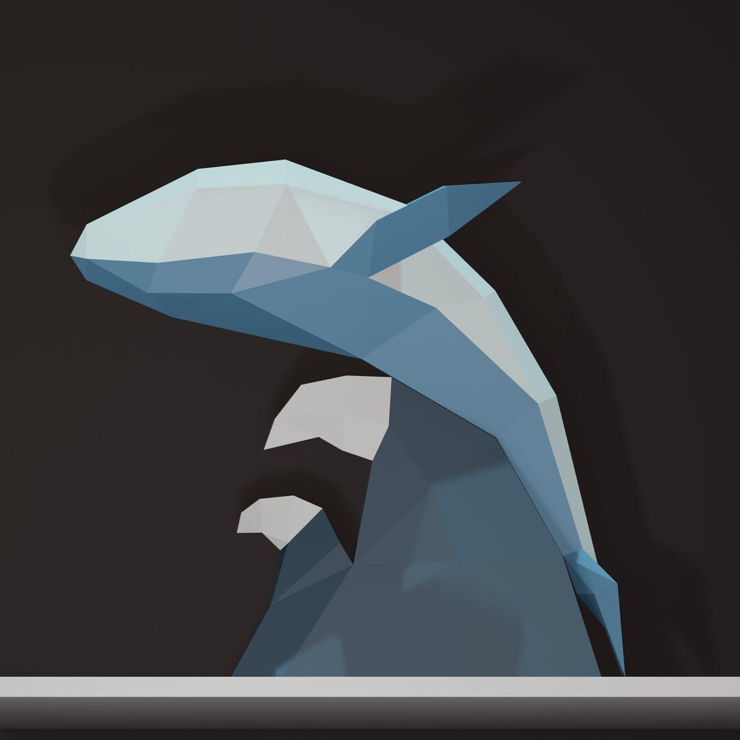 Low Poly Whale Model , Create Your Own 3D Papercraft Whale, Origami ...