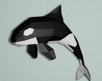Orca XXL Papercraft, SVG-PDF, Create Your Own 3D Papercraft Orca, Paper ...