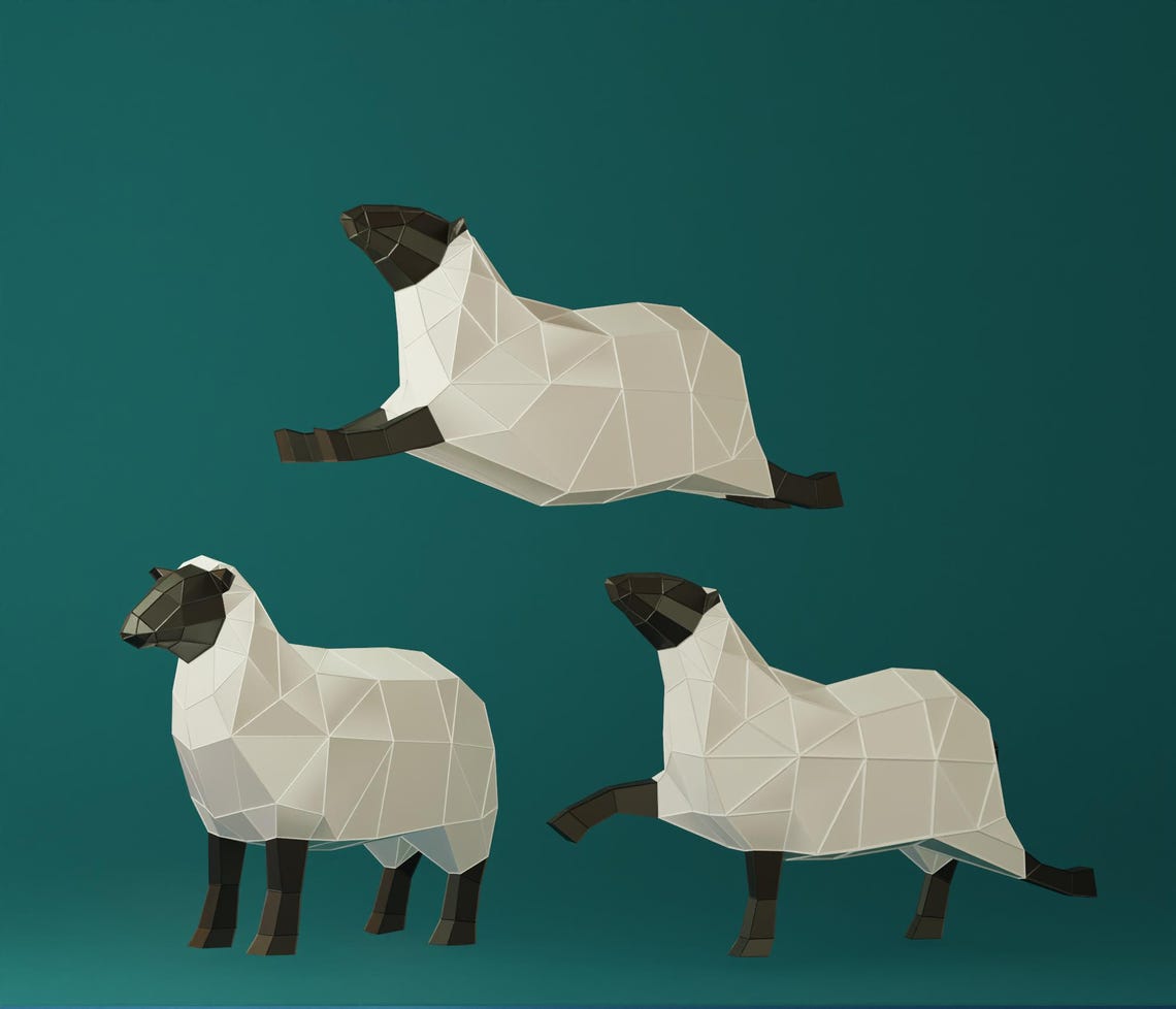 Papercraft Sheep (#2) Decor 3D Model | Sheep Animal Model | DXF, SVG ...