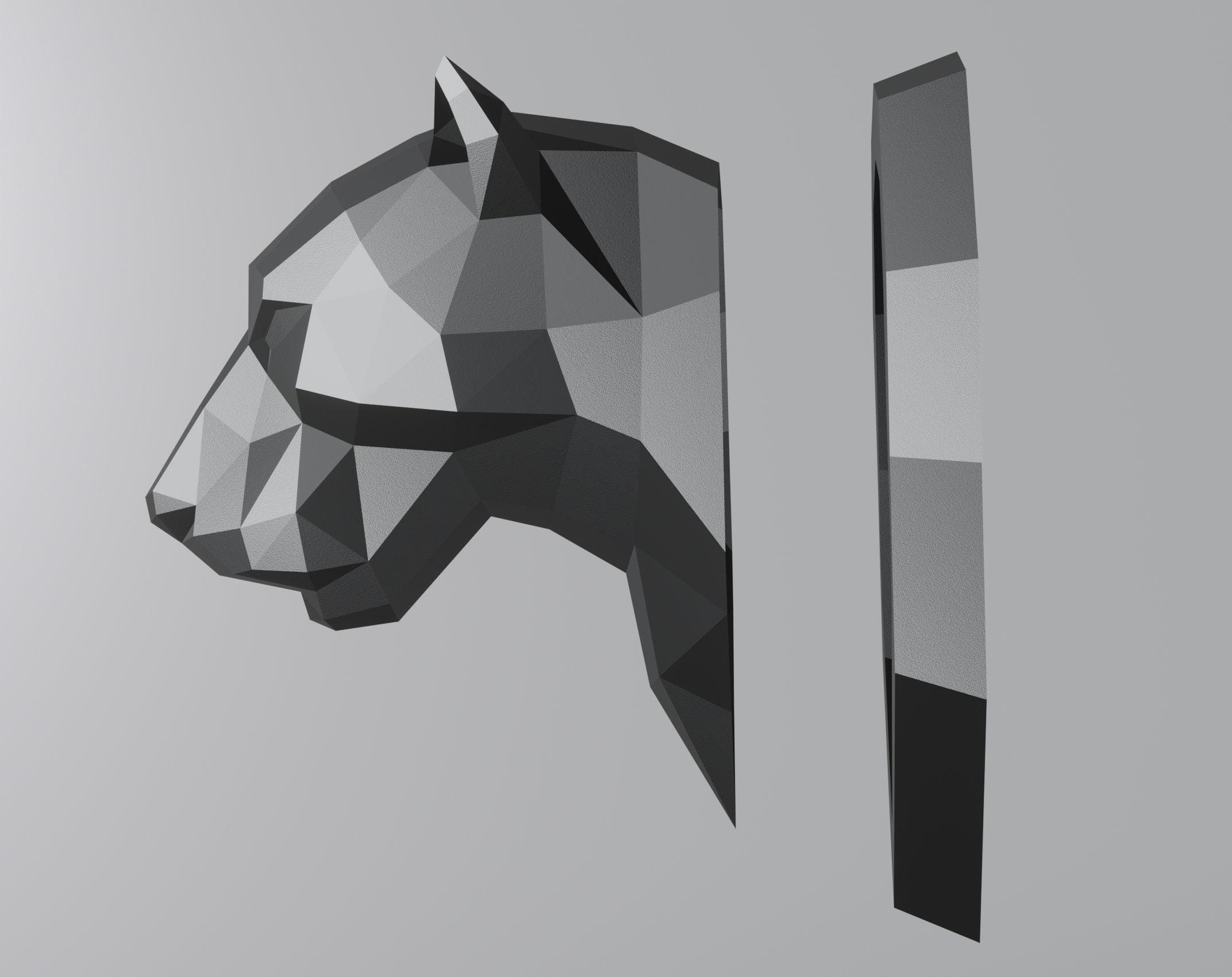 Panther, DXF, PDF, PDO, Low Poly Panther, Paper Tiger, Diy, Decor ...
