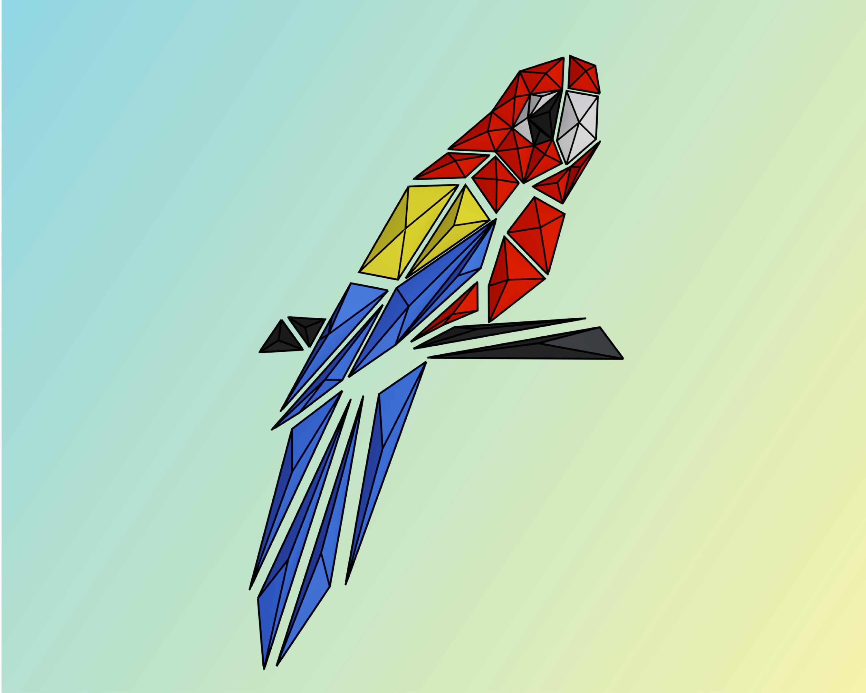 Papercraft Parrot Wall Art | Geometric Cacadu Papercraft | Diy 3D ...