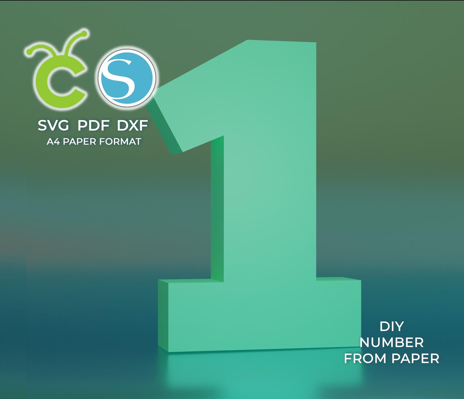 Papercraft Number ”1” | SVG, PDF, DXF Files for Cutting Machines | Diy ...