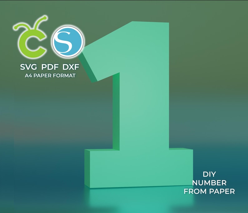 Papercraft Number ”1” | SVG, PDF, DXF Files for Cutting Machines | Diy ...