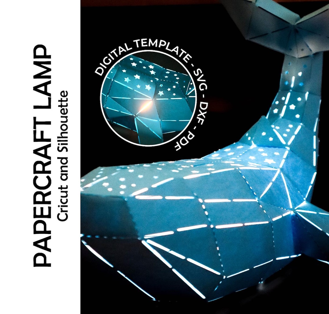 Papercraft Lamp Whale - SVG, DXF, PDF | Low Poly Whale for Cricut and ...