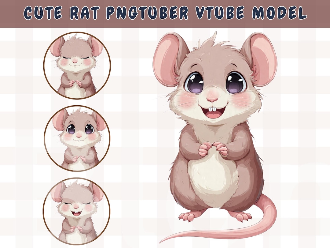 Premade Pngtuber Model Male| Cute Rat PNG Tuber Male | Veadotube Model ...