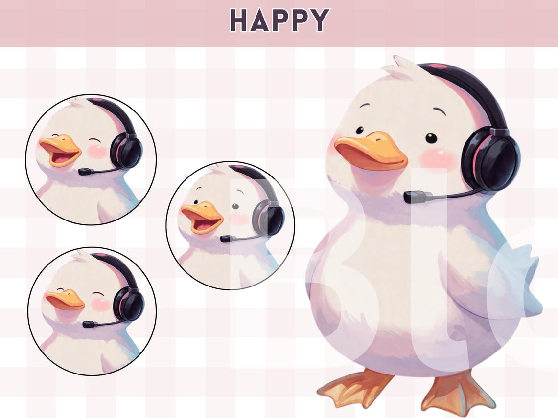 Gamer White Duck Pngtuber Vtuber Model, Chibi Duck Twitch Png Tuber ...