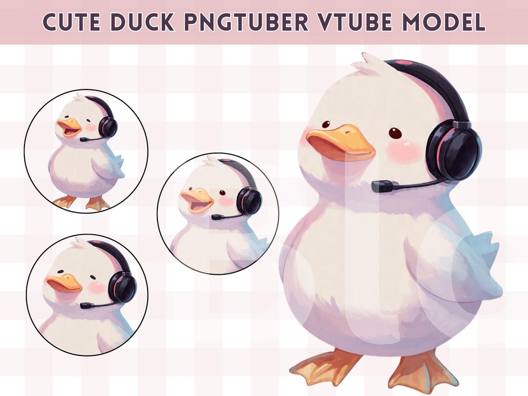 Gamer White Duck Pngtuber Vtuber Model, Chibi Duck Twitch Png Tuber ...
