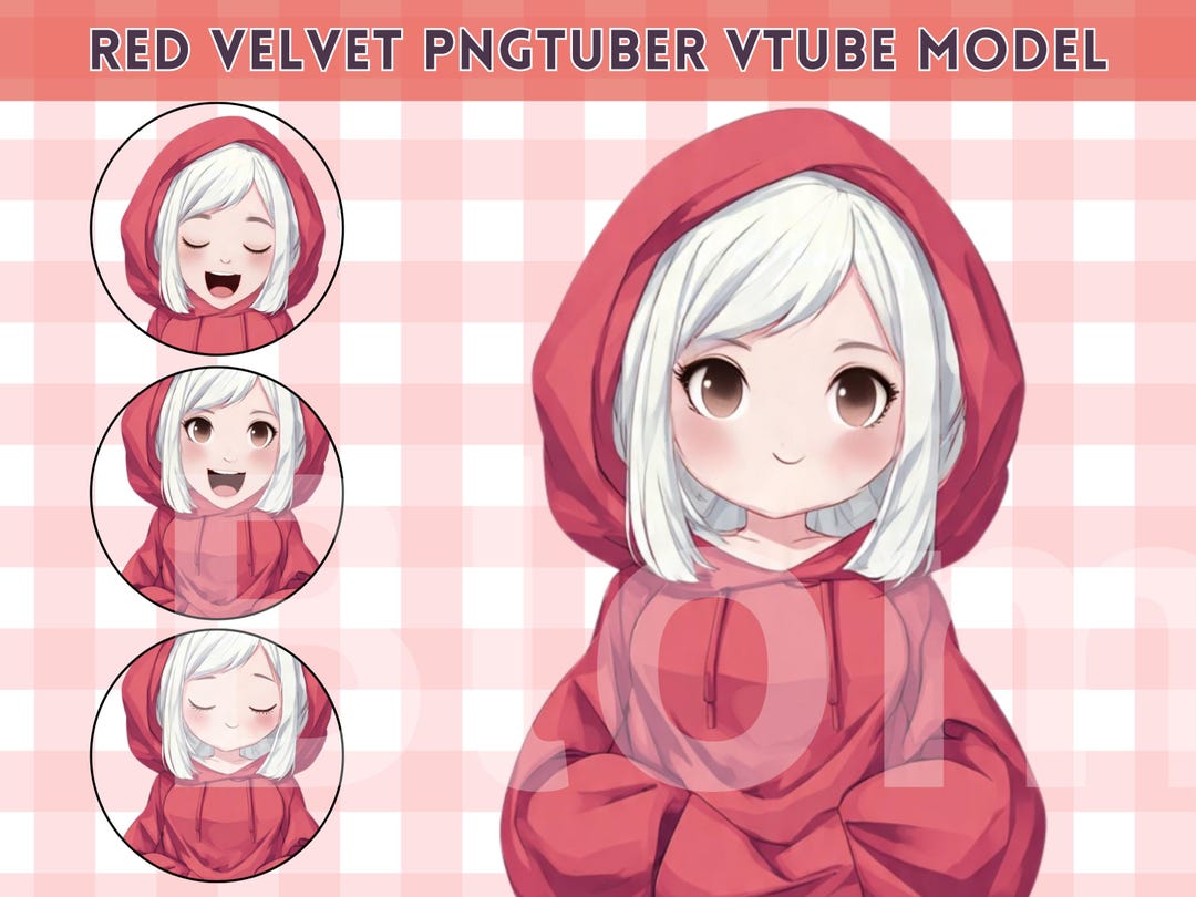 Premade Pngtuber Model Fe Male| Red Hacker PNG Tuber Fe Male ...